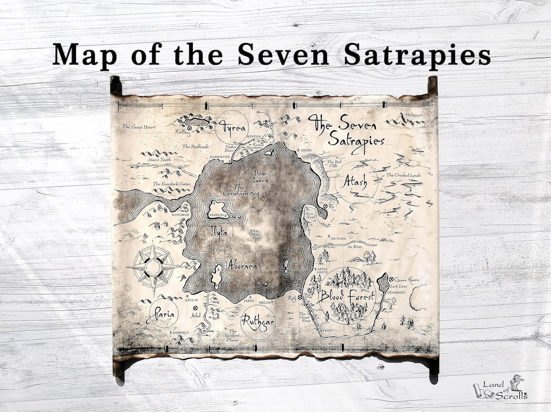 The Seven Satrapies Map on Handmade Scroll, Lightbringer Map, Fantasy ...