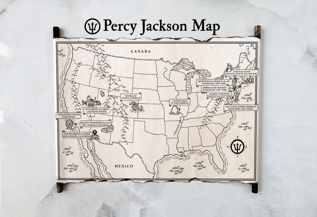 Percy Jackson Map, Camp Half-blood Series Map, Percy Jackson USA Map ...