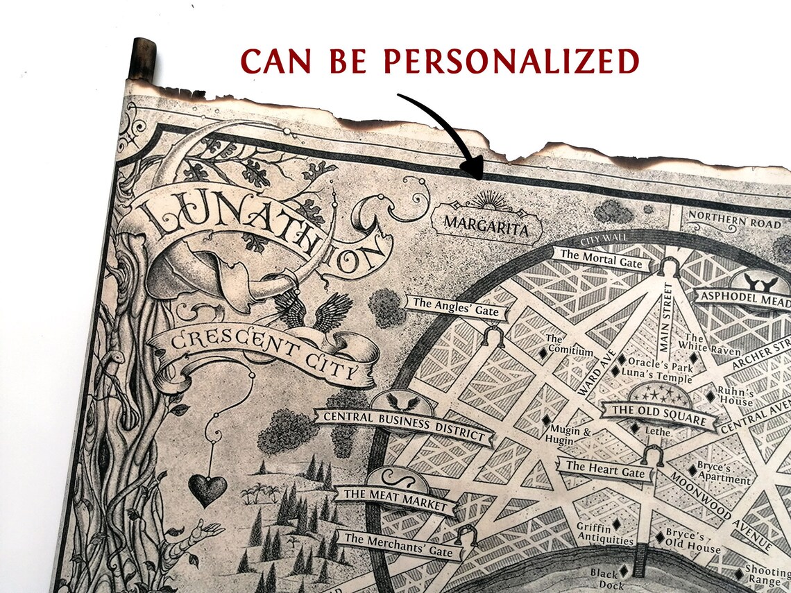 Lunathion Map Crescent City Map House of Earth and Blood Map | Etsy ...