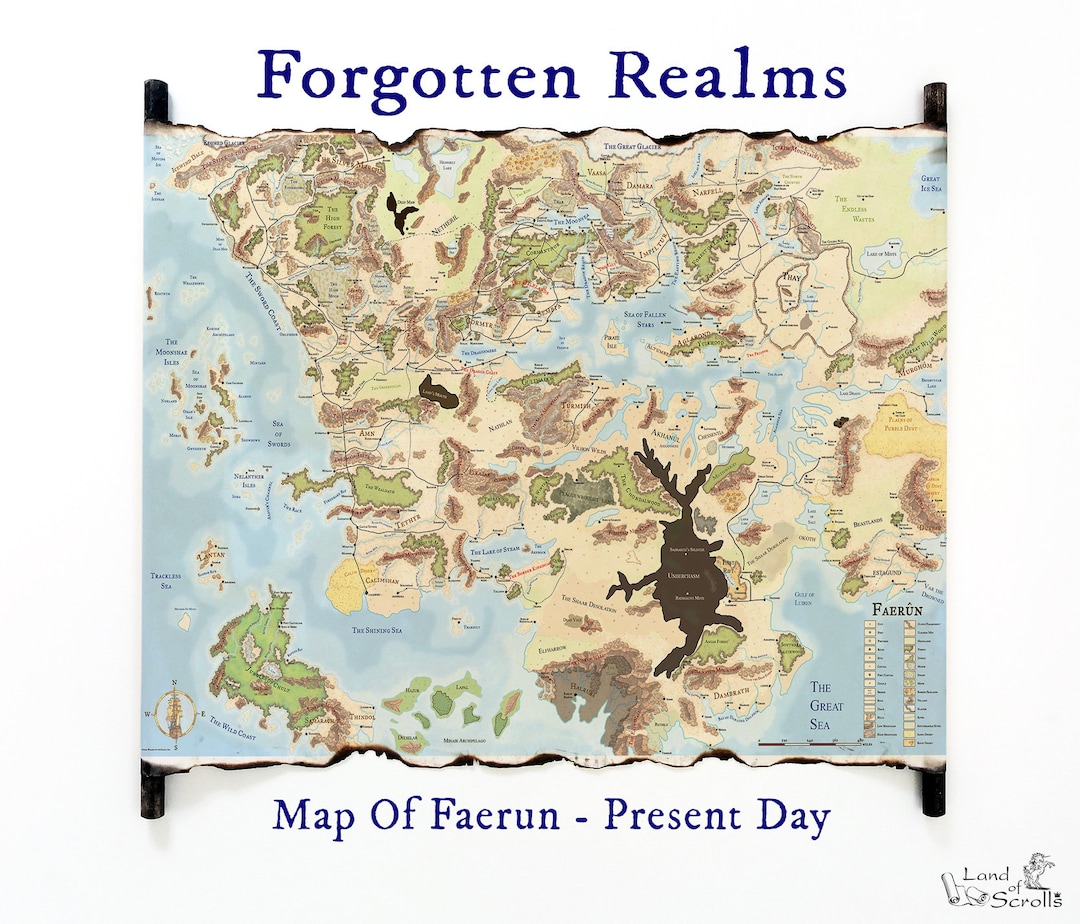 Mapa de Faerun actual Mapa de reinos olvidados Mapa DnD - Etsy España