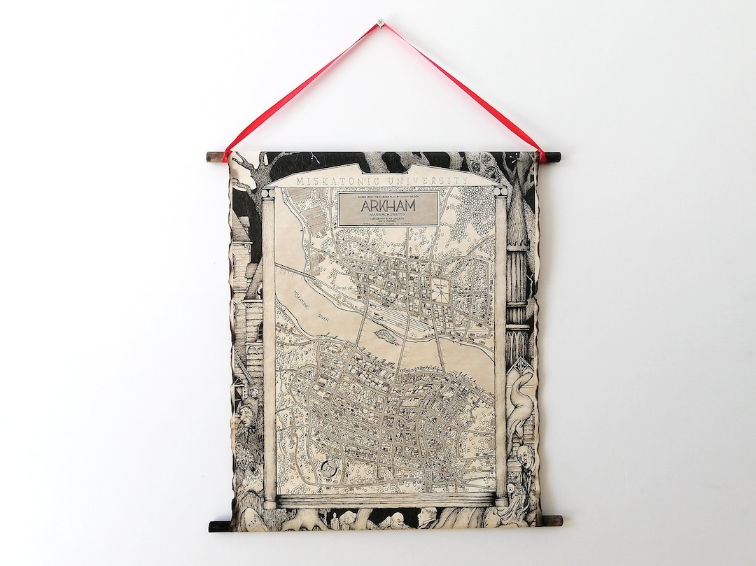 H. P. Lovecraft Map of Arkham, Massachusetts, Lovecraft Country Arkham ...