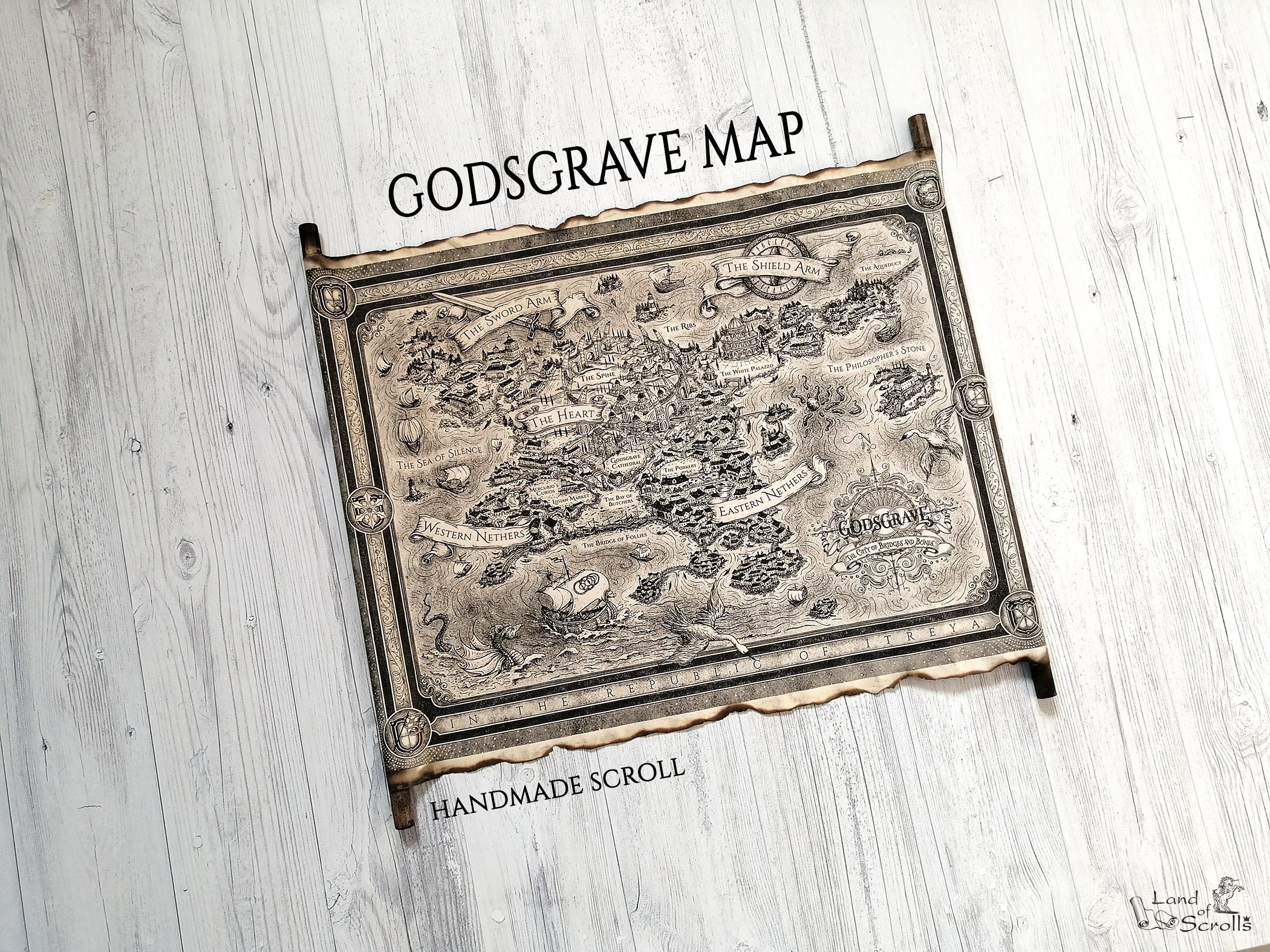 Nevernight Scroll Map Godsgrave Map Handmade Scroll the City - Etsy ...