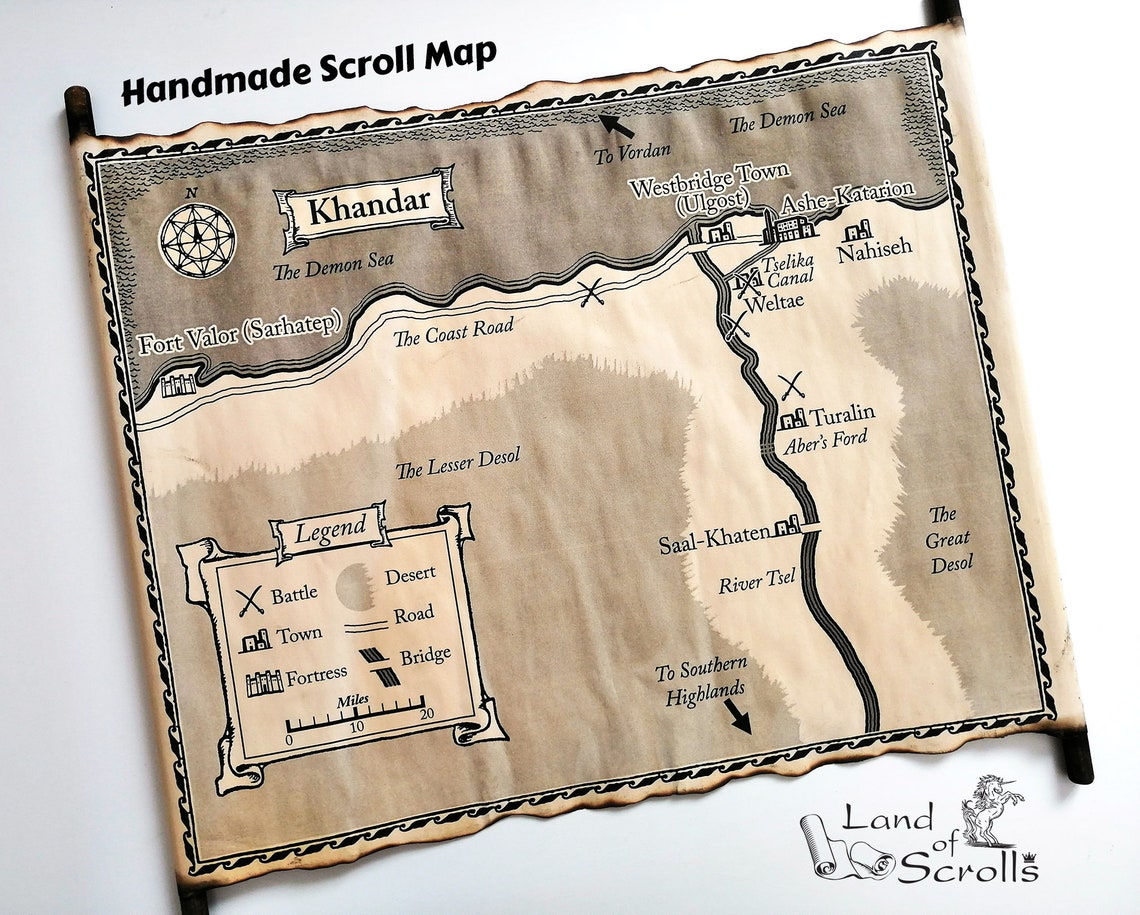 Map of Khandar on Handmade Scroll the Thousand Names Map the - Etsy