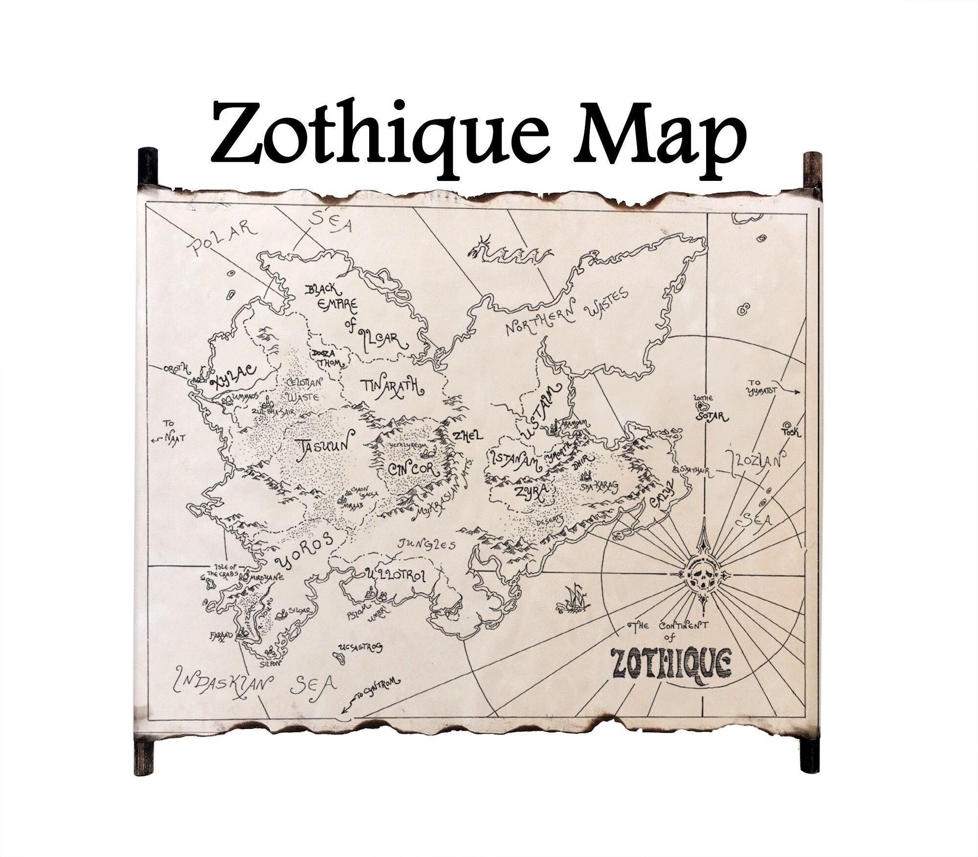 Mapa de Zothique Mapa de Clark Ashton Smith Ciclo de Zothique - Etsy México