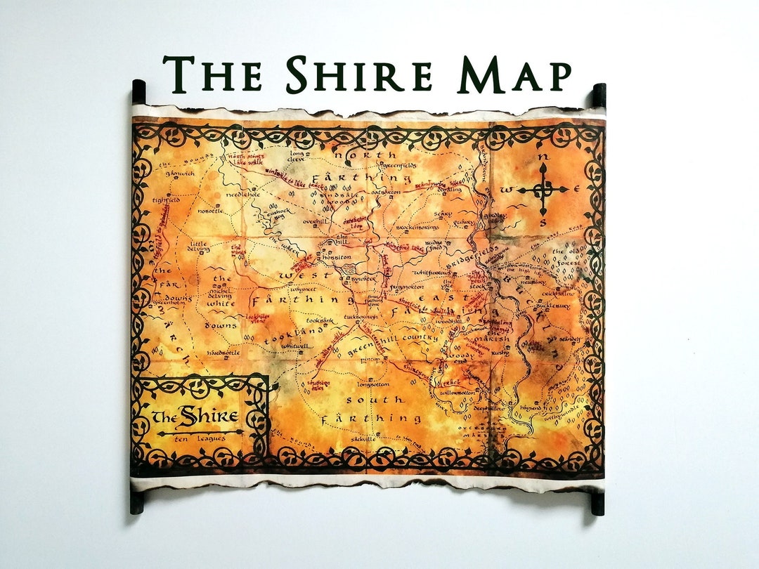 The Shire Map Hobbiton Map the Region of Eriador and the - Etsy UK