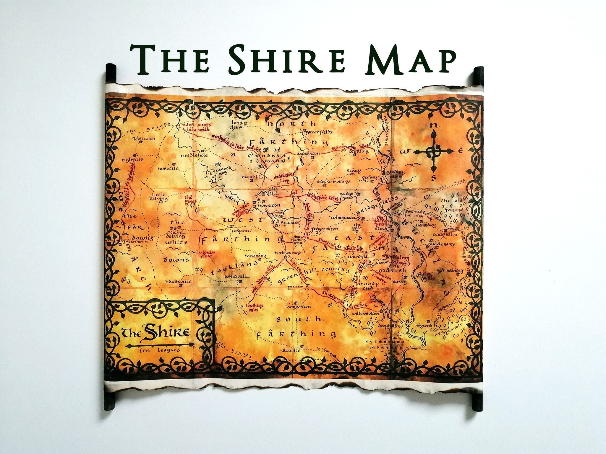 The Shire Map Hobbiton Map the Region of Eriador and the - Etsy UK