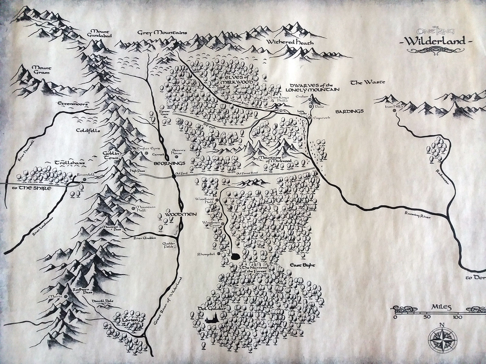 The Hobbit Wilderland Map rhovanion Map Scroll Part of - Etsy UK