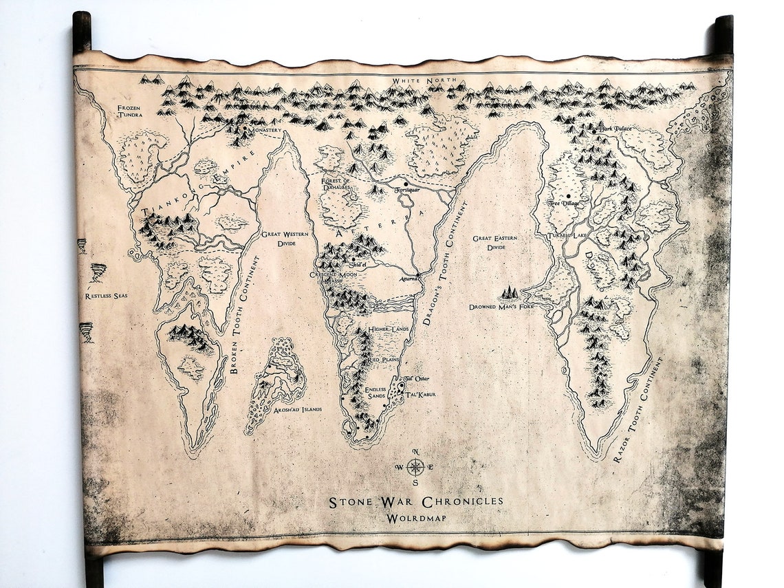 Stone War Chronicles World Map on Handmade Scroll Windcatcher - Etsy