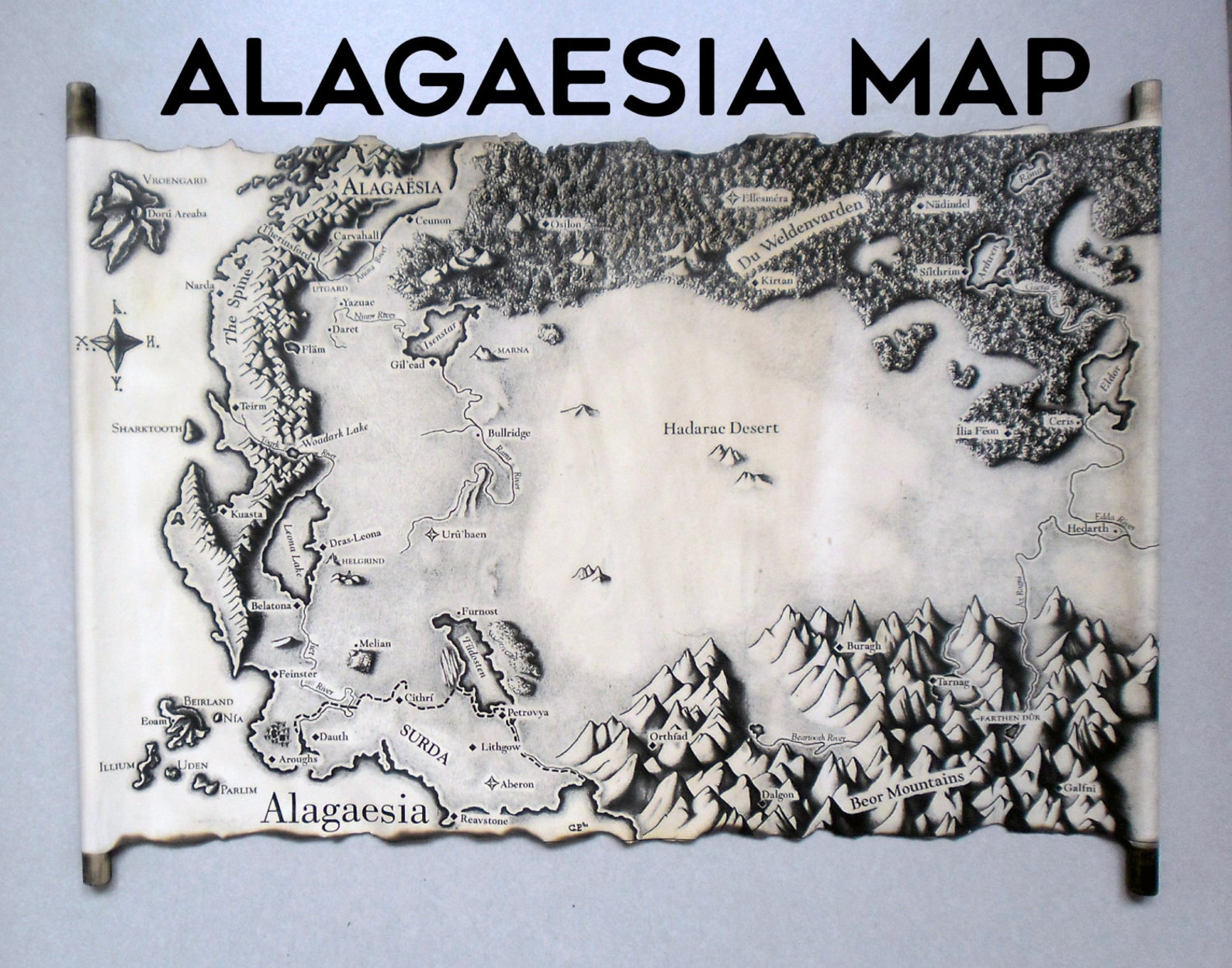 MAP of ALAGAESIA ERAGON MapChristopher Paolini Eldest - Etsy France