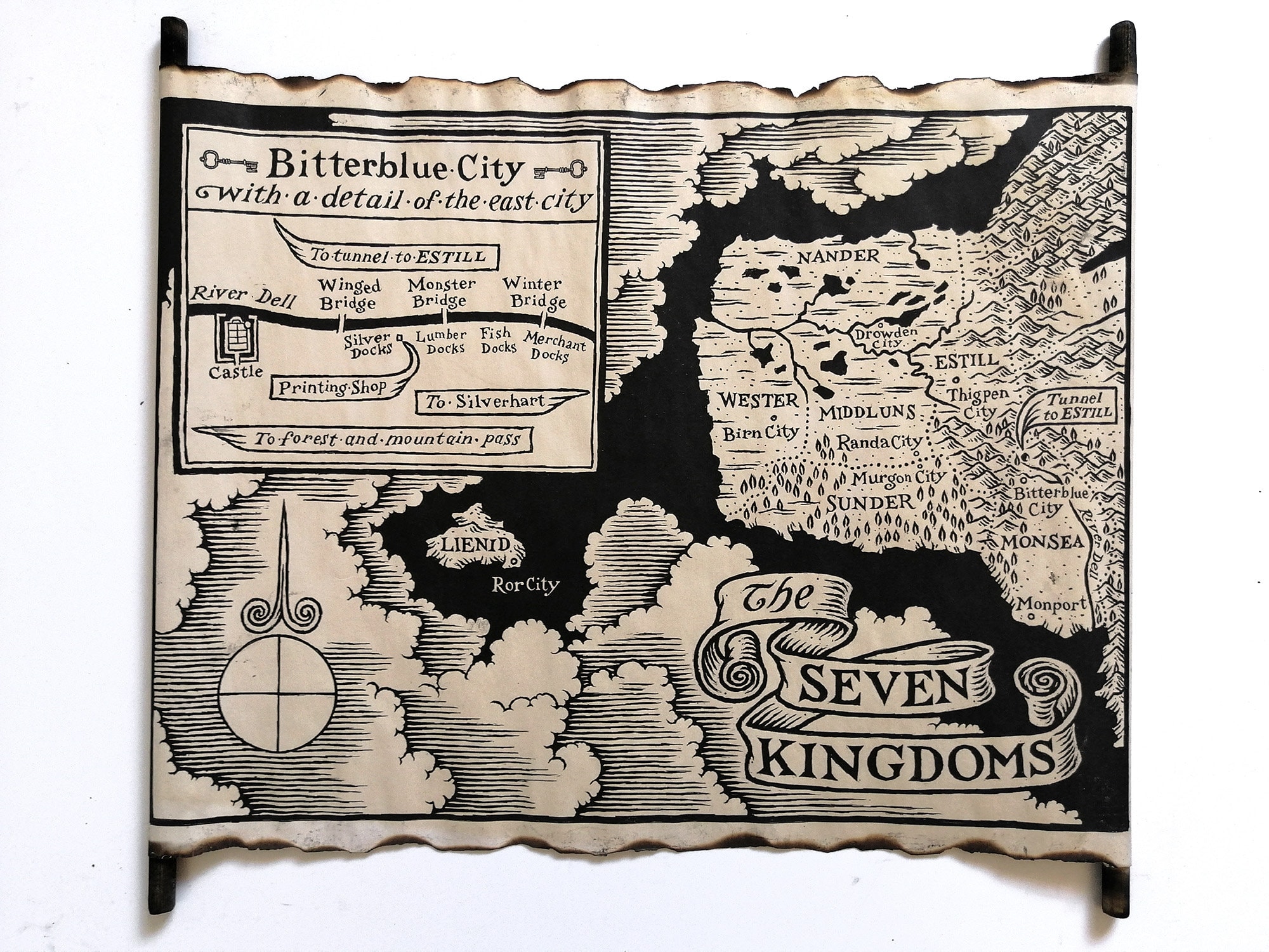 Graceling Map the Seven Kingdoms Map Bitterblue City Map Fire - Etsy ...