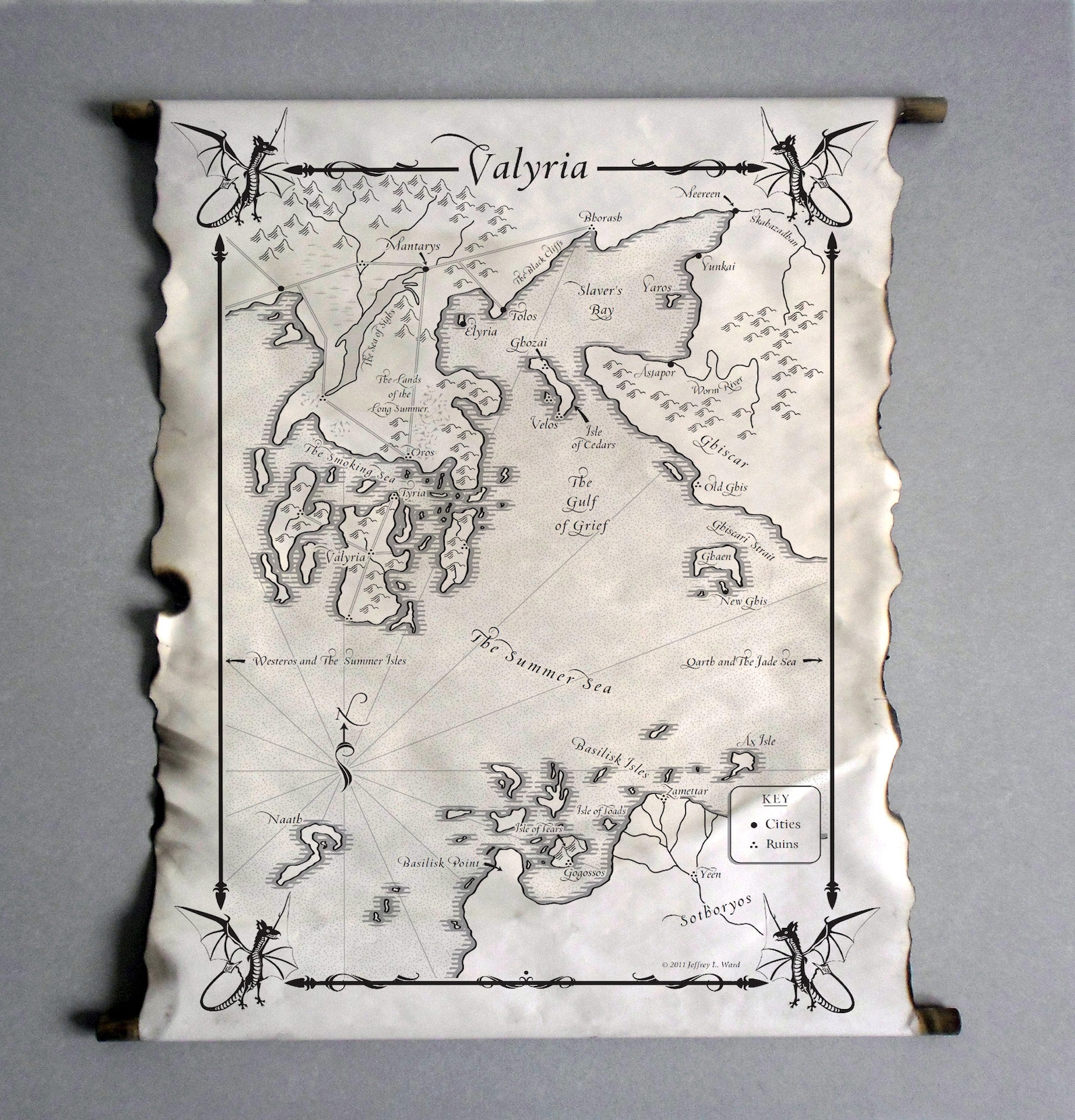 Map of Valyria Game of Thrones Westeros Map Essos Map A - Etsy