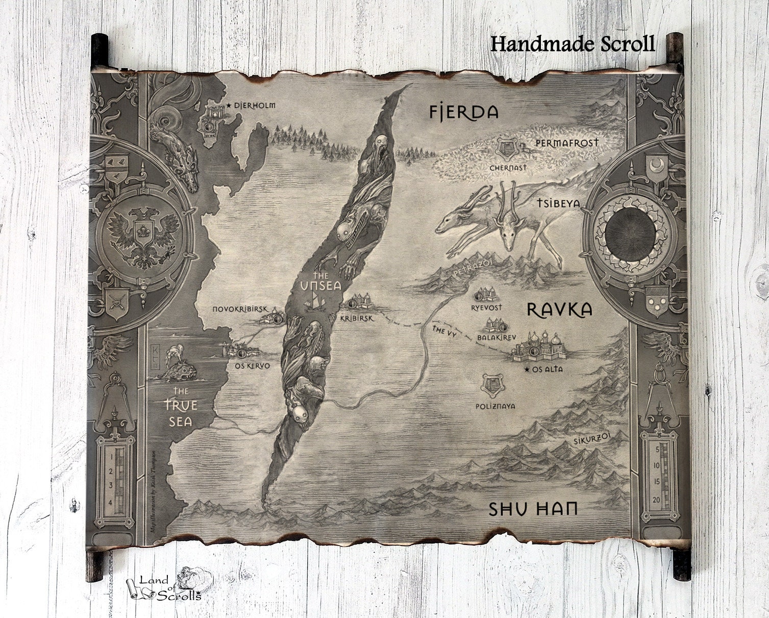 Map of Ravka Scroll, The Grisha Trilogy Map, Ravka Map, Grishaverse Map ...