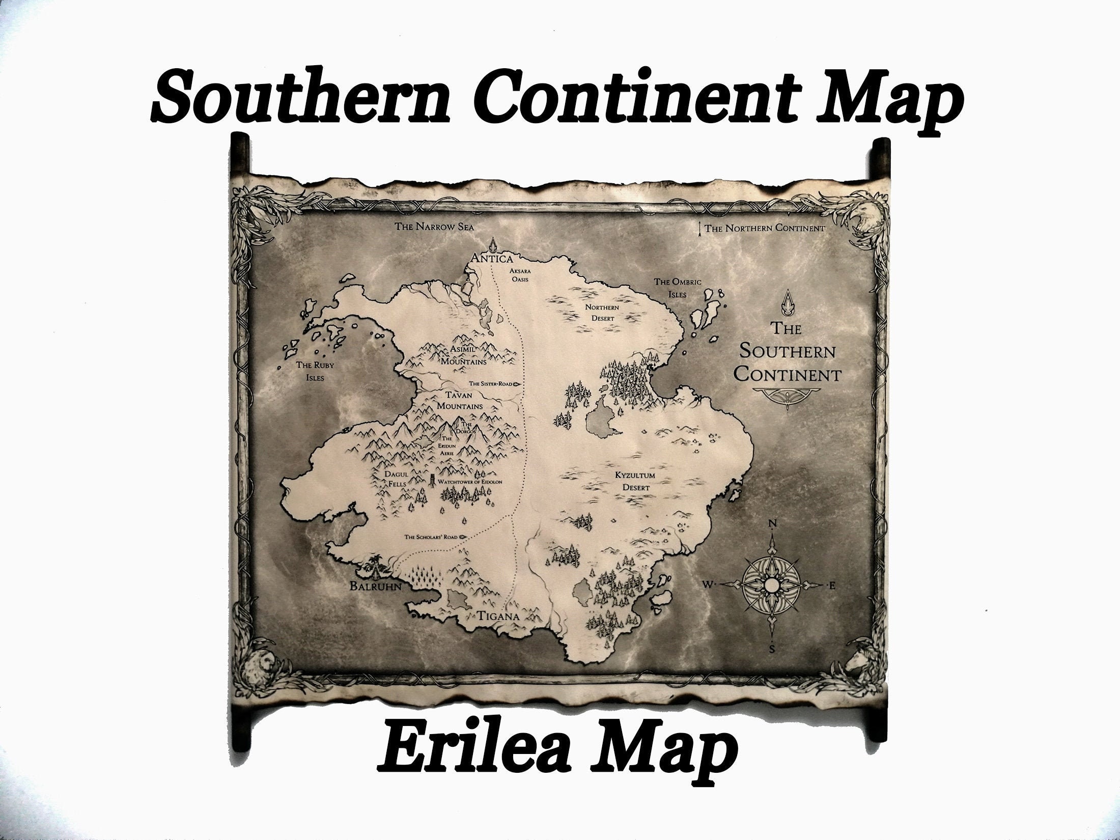 The Southern Continent Map Tower of Dawn Map Throne of Glass - Etsy Canada