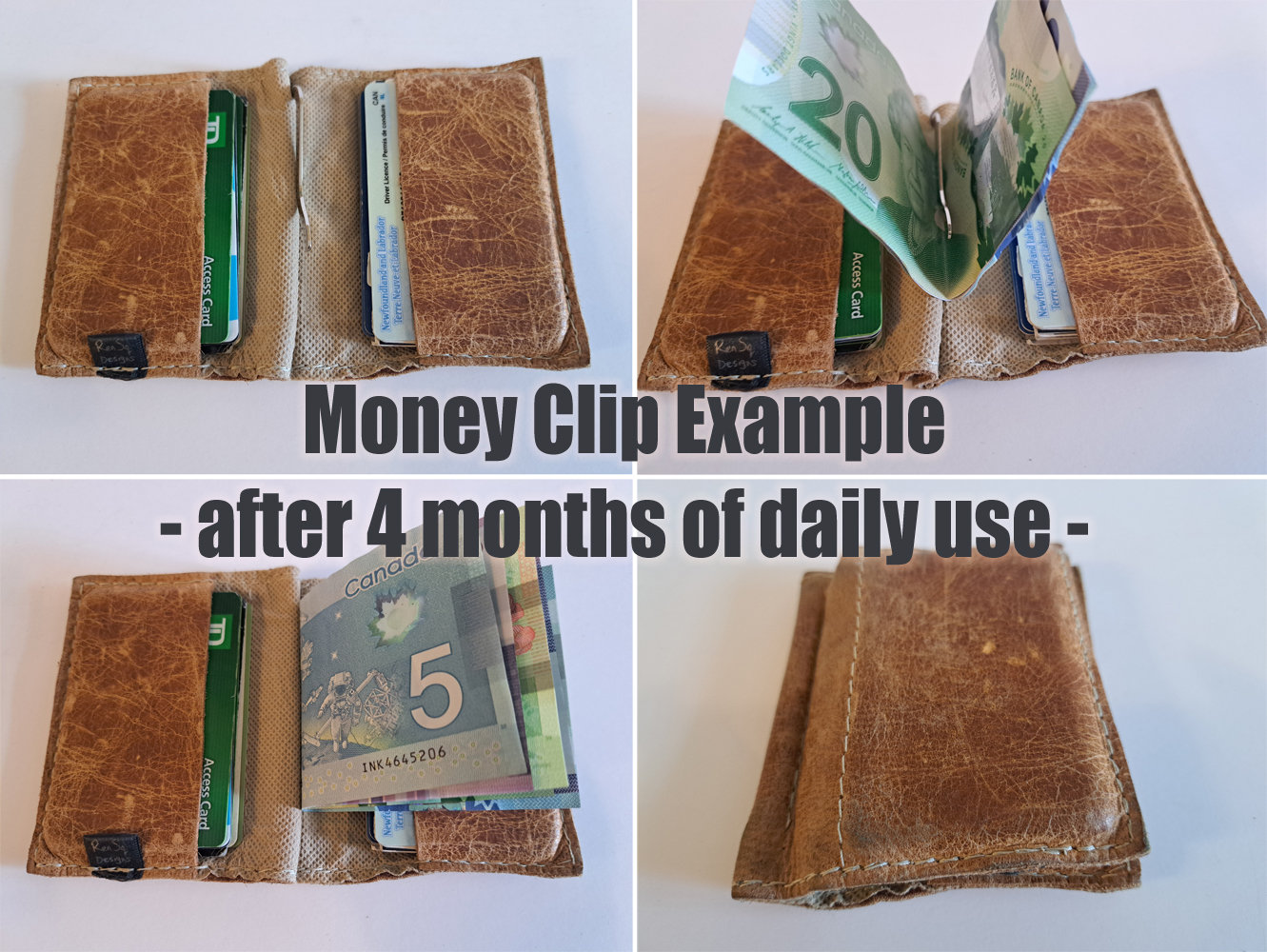 Moose Leather Wallet, With Money Clip & 2-card Pockets With Lining ...