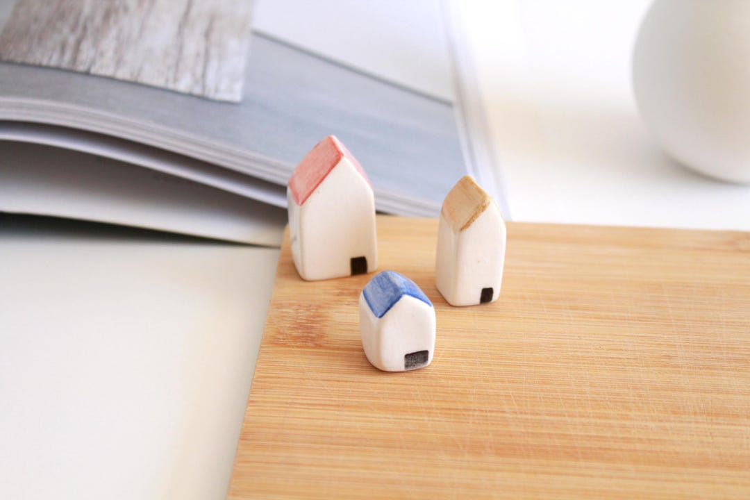 3 Ceramic Tiny Houses Set. Miniature Handmade Ceramic Houses ...