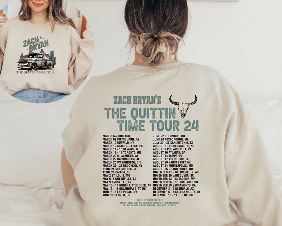 Zach Bryan The Quittin Time Tour 2024 Sweatshirt, Country Music Singer ...