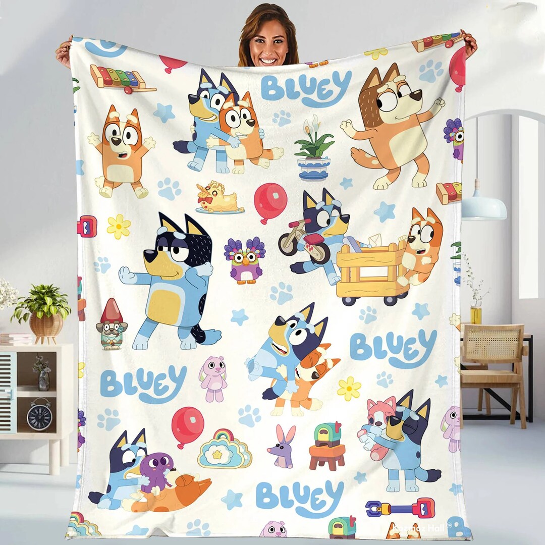 Bluey Family Blanket Bluey Bingo Blanket Bluey Throw Blanket for Bed ...