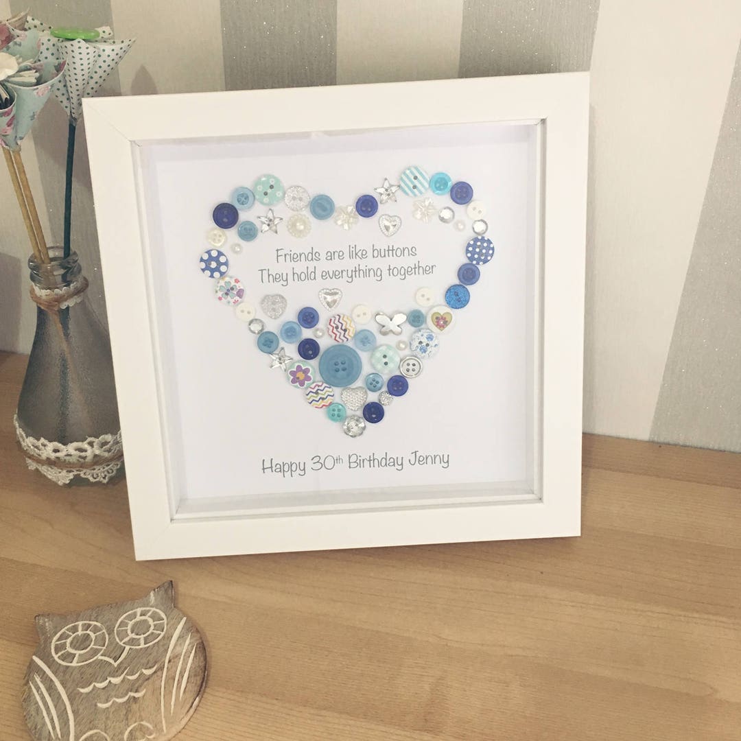 Friends Are Like Buttons / Button Picture Gift / Heart / Birthday ...