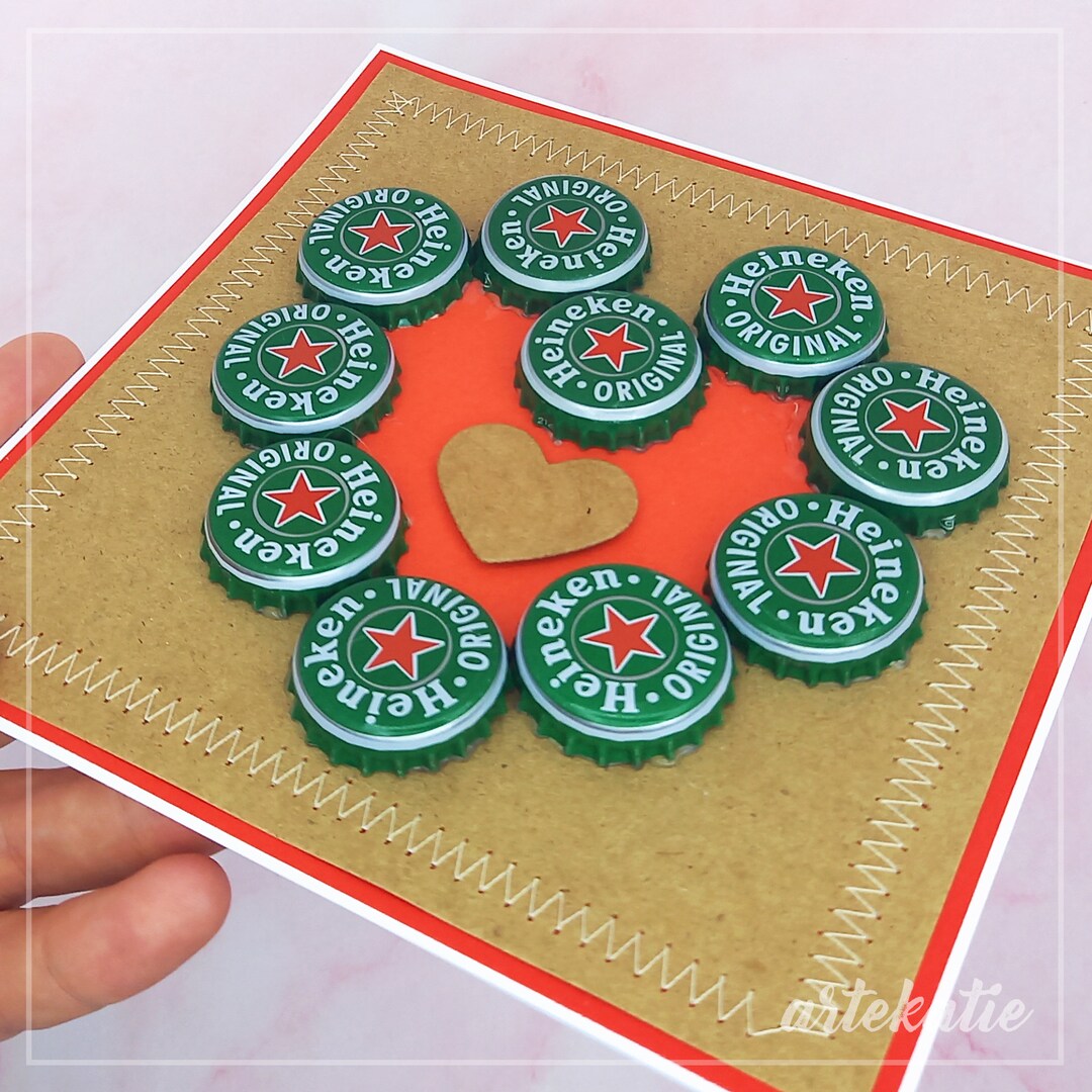 Handmade Heineken Bottle Cap Card: Anniversary, Father's Day - Etsy