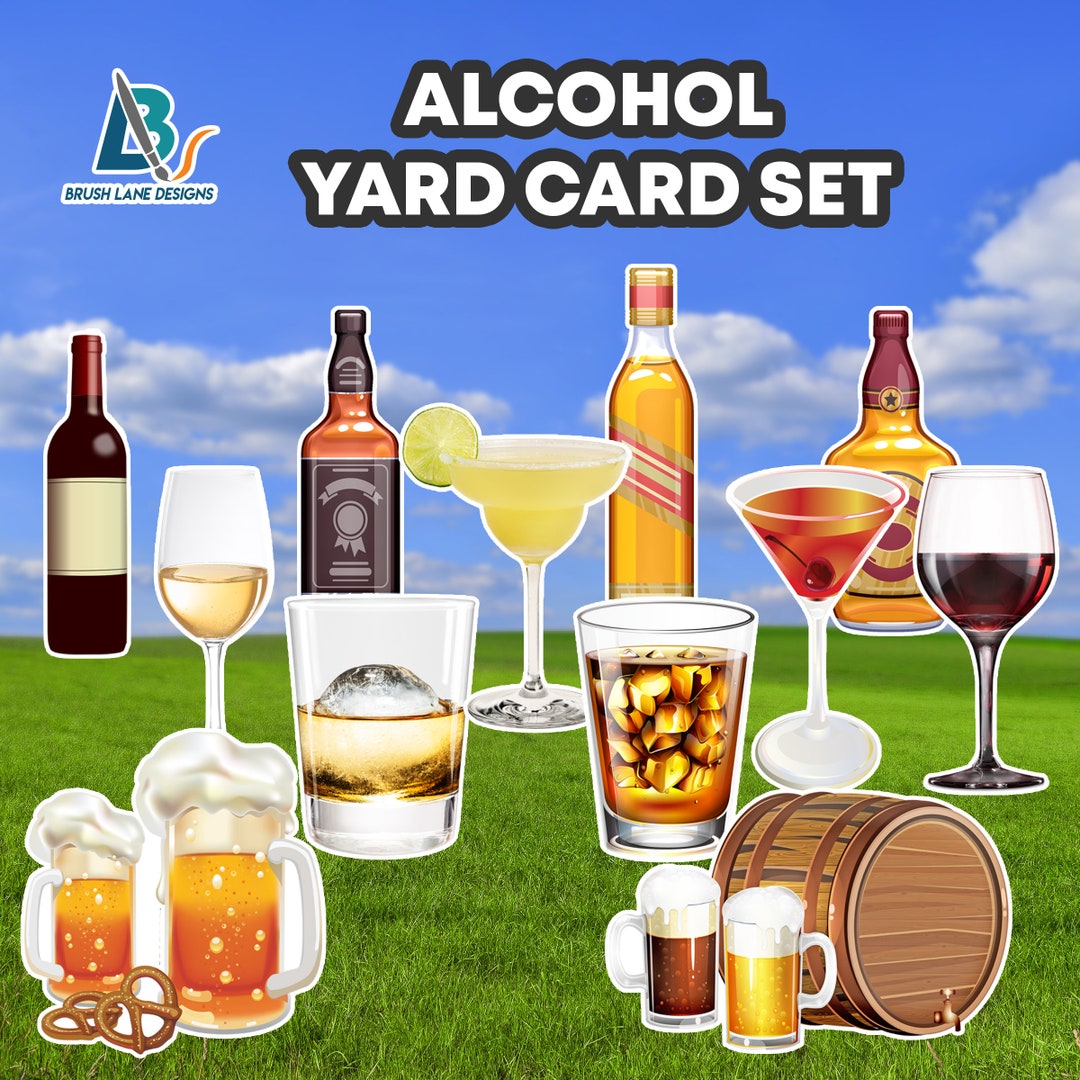 Alcohol Beer Wine Whiskey Drinking Yard Cards UV High - Etsy