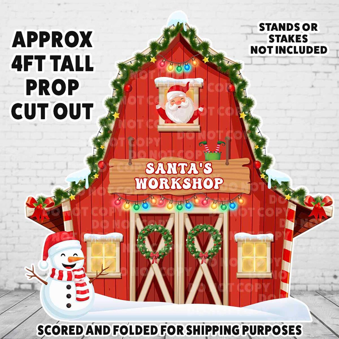 Santa's Workshop Prop Cutout, 4ft Tall, Scored & Folded - Etsy