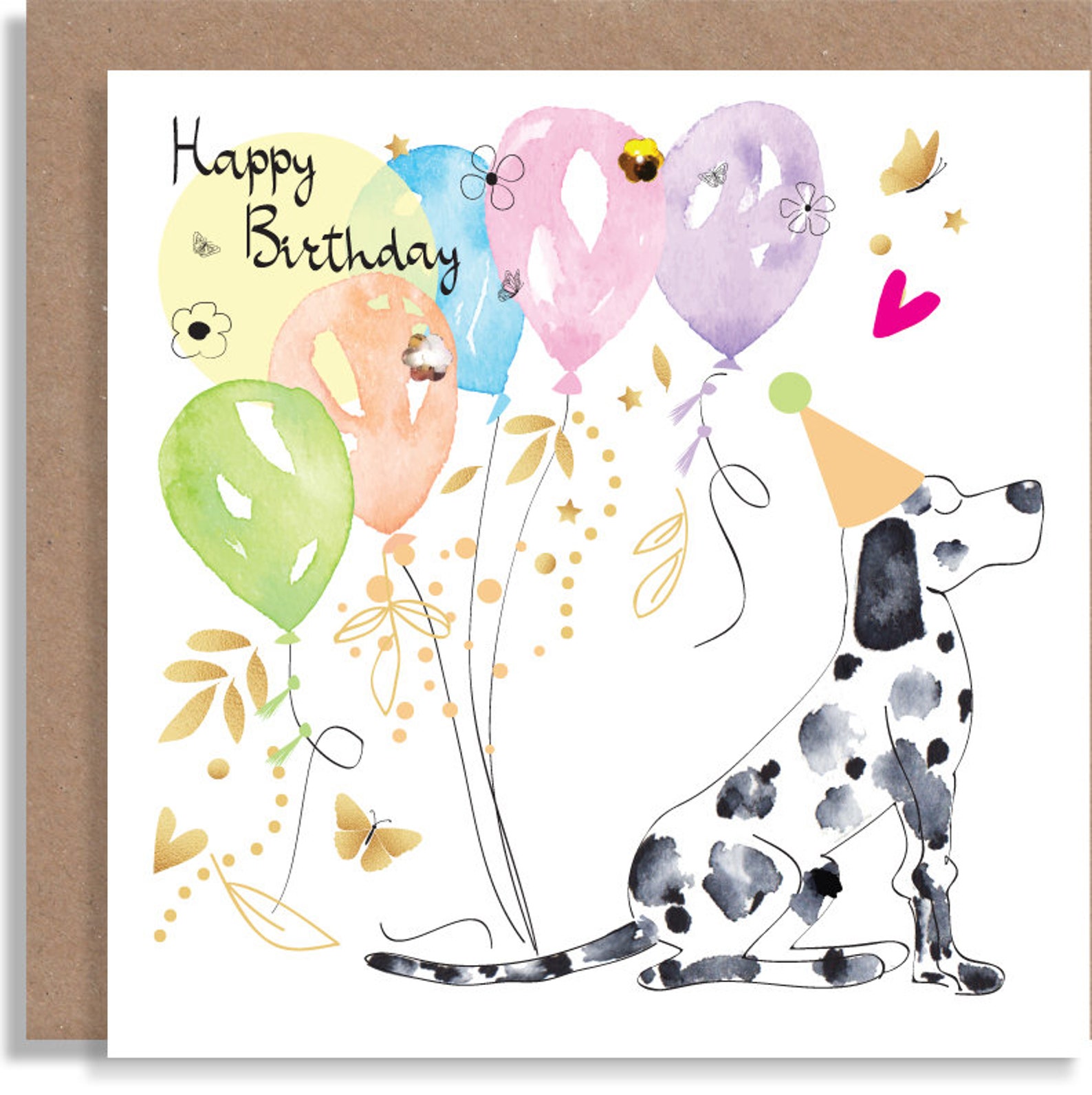 Birthday Dog Dalmatian Balloons Party Watercolour Handmade - Etsy