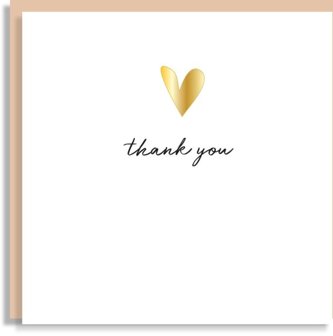 Gold Foil Love Heart Thank You Card Silver Foil Thanks Minimalistic ...