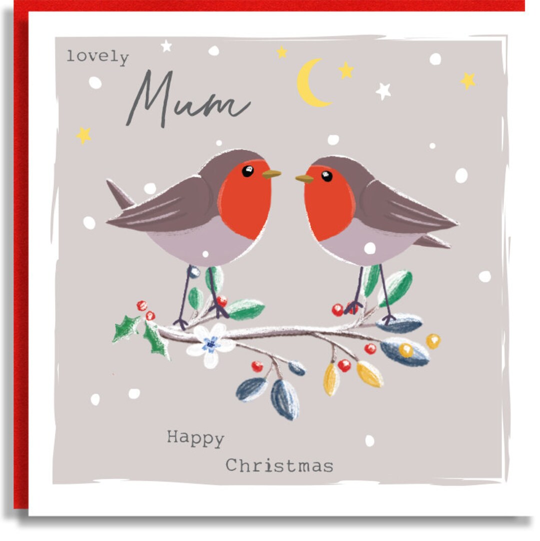 Robins Christmas Card for Mum Festive Forest Card - Etsy