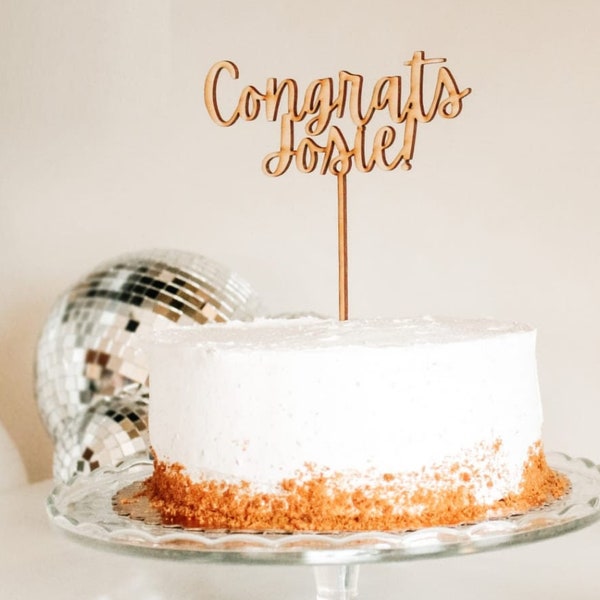 Congratulations Wooden Cake Topper - Etsy