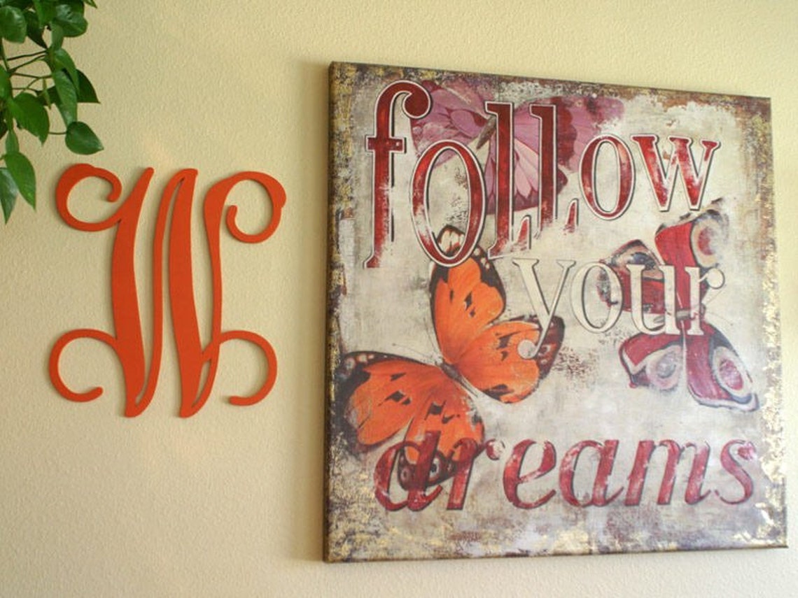 Painted Script Wood Letter Painted Monogram Large Painted | Etsy