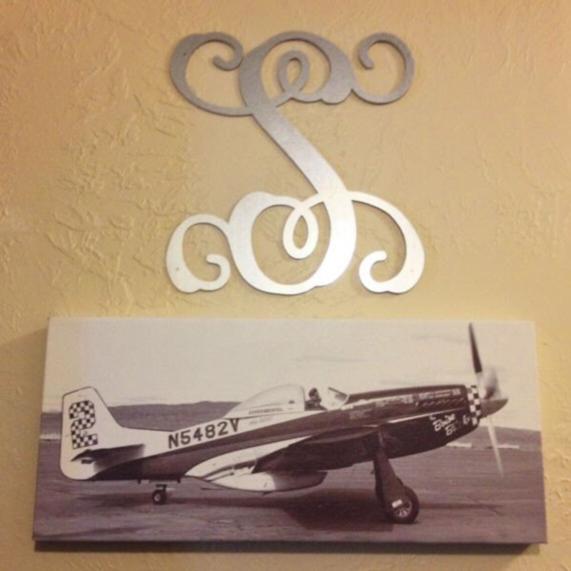 Galvanized Metal Monogram Metal Script Letter for Wreath - Etsy