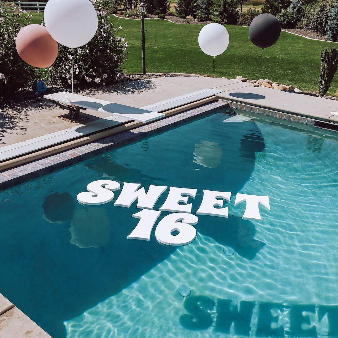 Sweet 16 Floating Foam Letters for Pool Party Decor | 1" Thick Custom ...