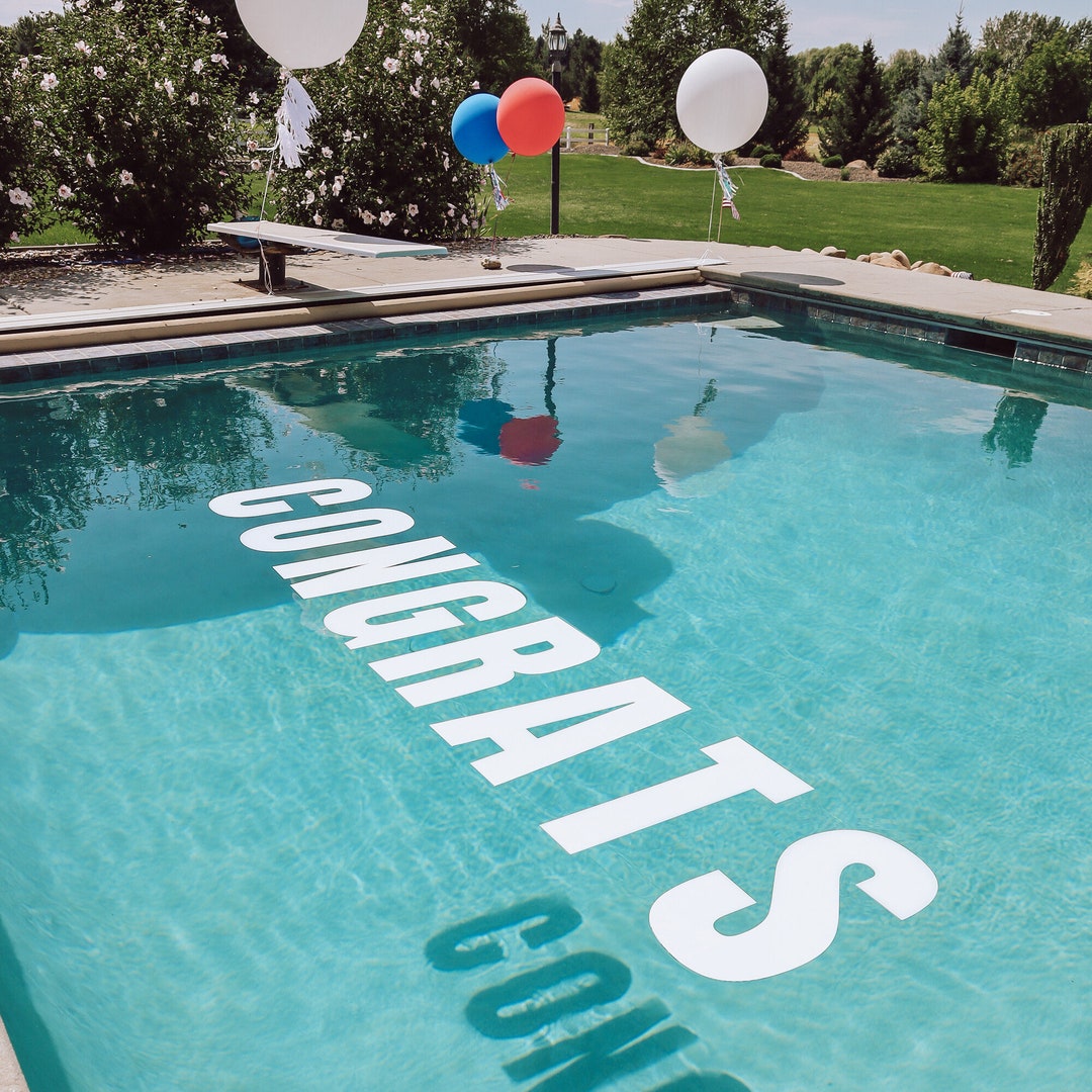 White Floating Thin Plastic Pool Letters and Numbers | Customizable ...