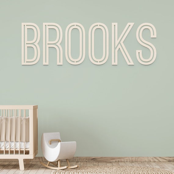 Modern Name Sign With Outline Letters Hollow Cut Large Name | Etsy