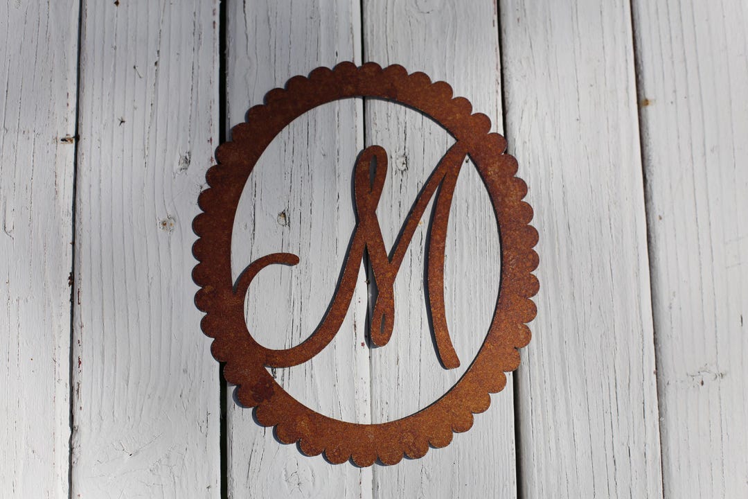 Rustic Framed Metal Monogram Rusty Monogram Letter Personalized Framed ...