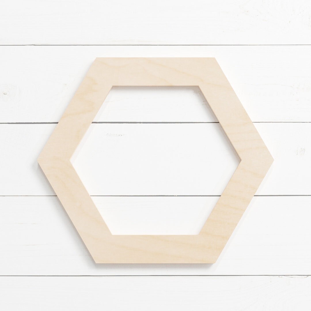 1/8" Thick Unfinished Wood Hexagon Frame Shape in Various Sizes ...