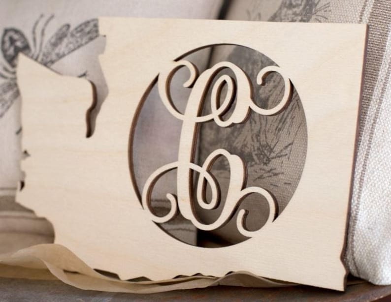 State Wood Sign Monogram Custom State Sign State Monogram | Etsy