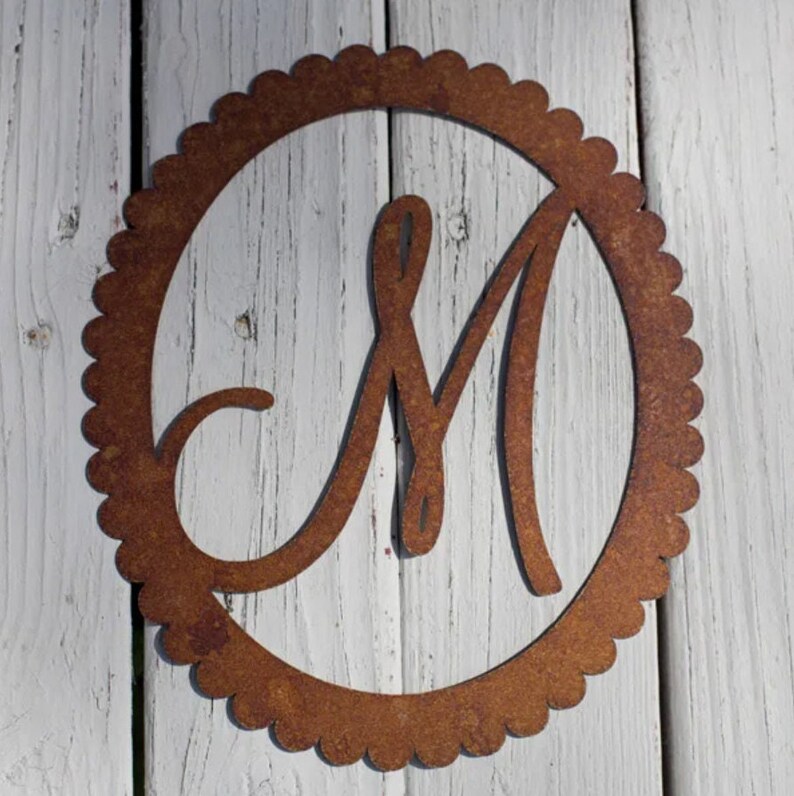 Rustic Framed Metal Monogram Rusty Monogram Letter - Etsy