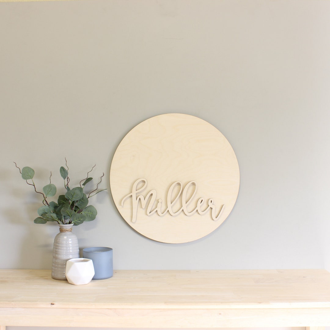Round Family Name Sign Kit | Custom Wood Craft Home Décor | Custom Last ...