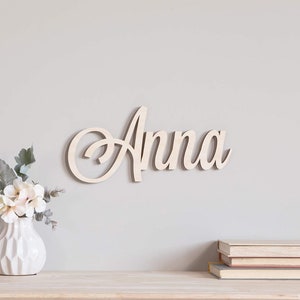 Custom Script Wooden Name Sign | Cursive Wall Letters | Nursery Name ...