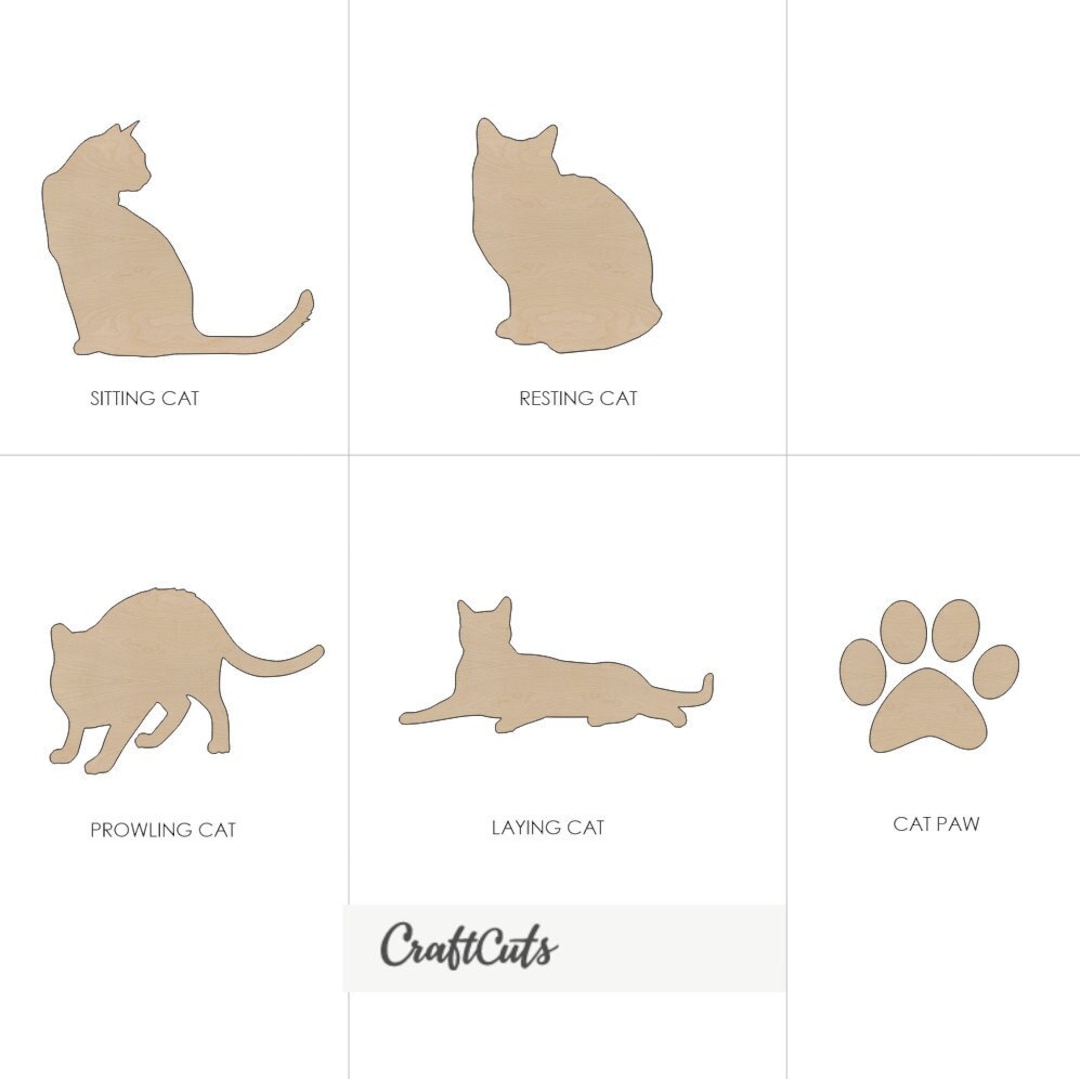 Wood Cat Craft Shape | Choose From 5 Wood Cats | Custom Cut Cat Craft ...