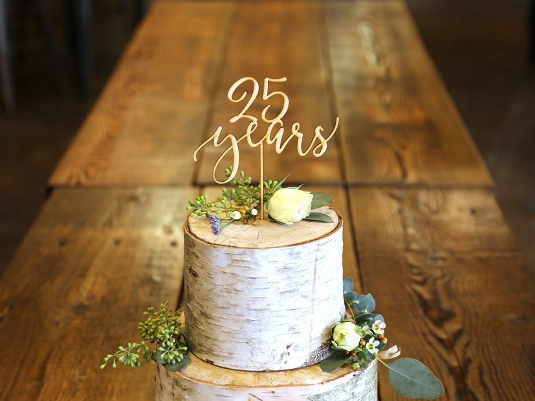 Custom Year Cake Topper | Wood Anniversary Cake Topper | Wood Birthday ...