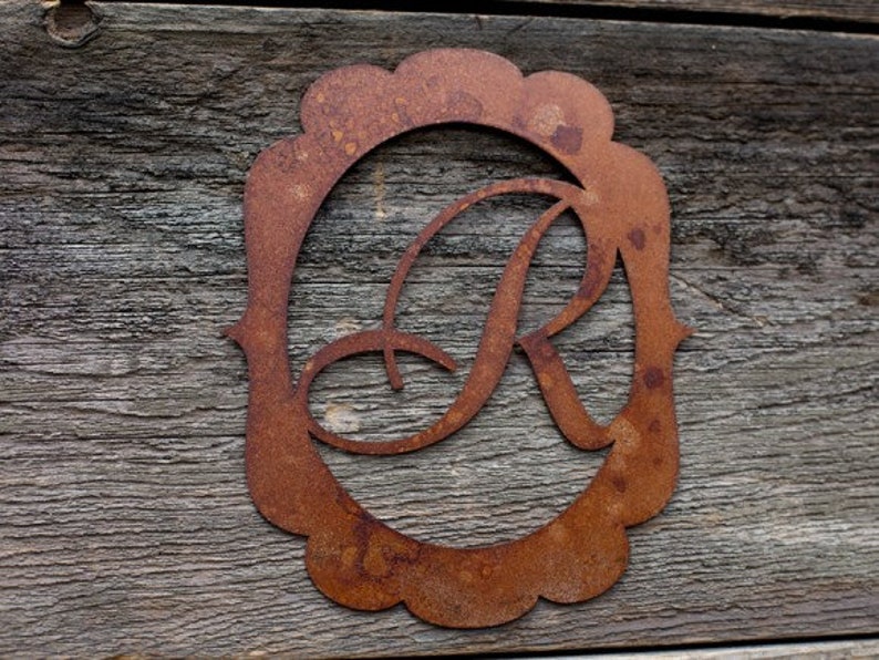 Rustic Framed Metal Monogram Rusty Monogram Letter - Etsy