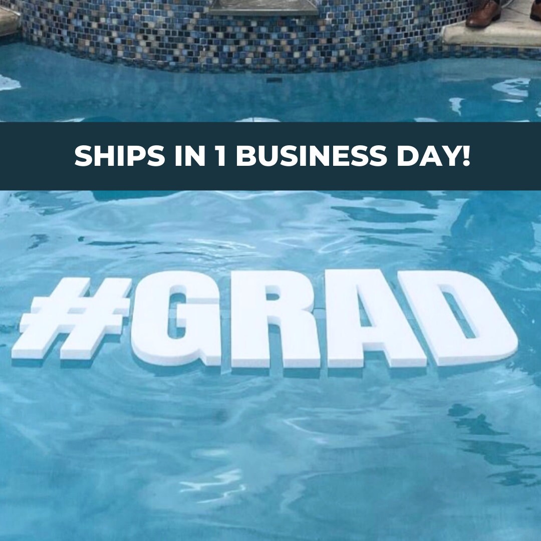 GRAD Pool Party Décor Lightweight, Styrofoam Letters That Float in the ...