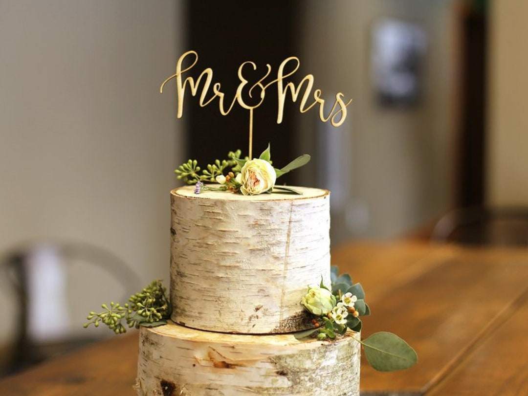 Mr & Mrs Wood Wedding Cake Topper | Rustic Cake Topper | Simple Cake ...