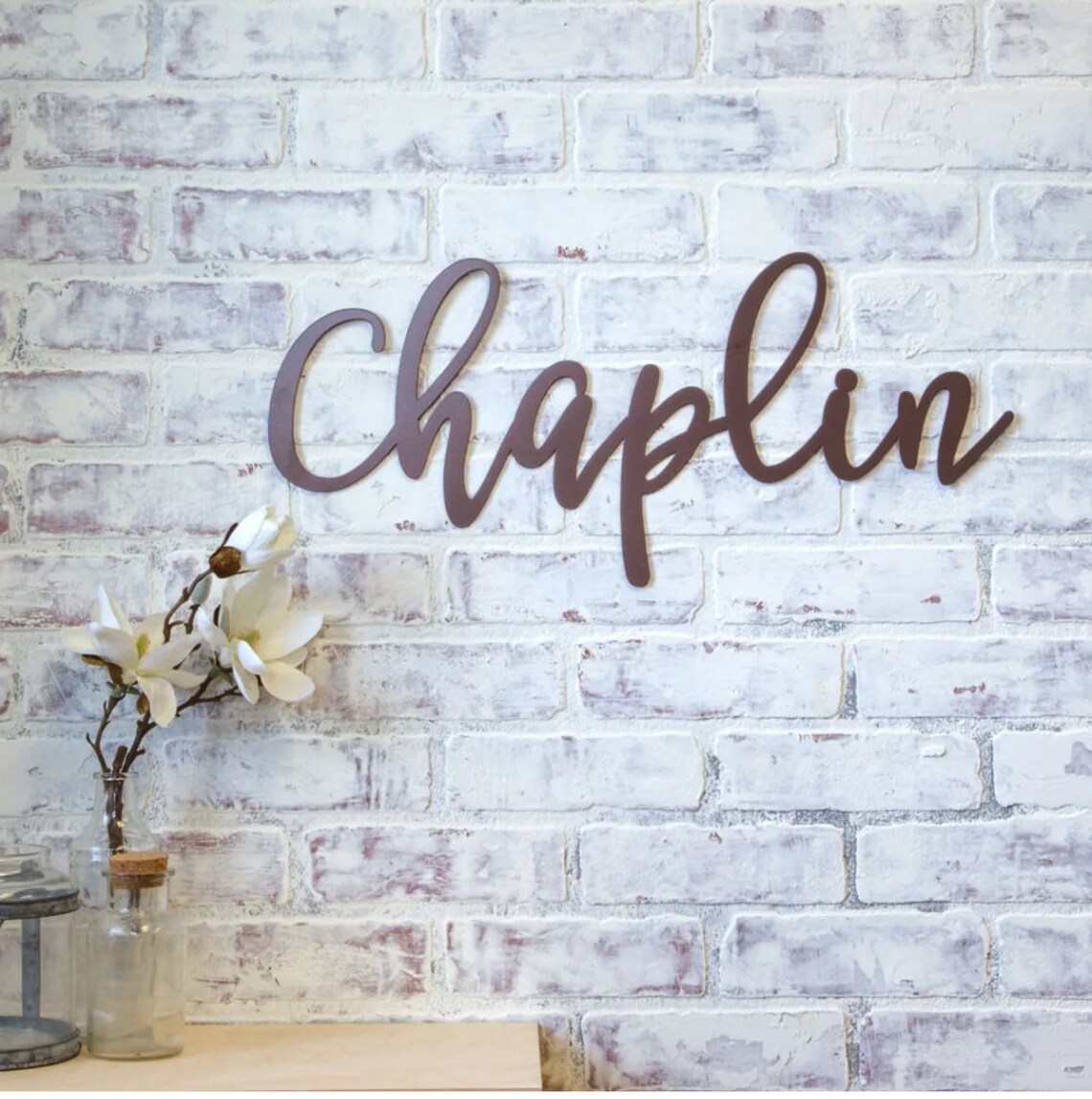 Painted Metal Words Painted Cursive Metal Letters Metal | Etsy