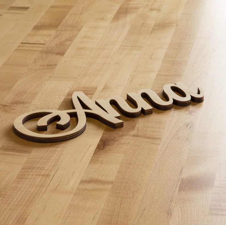 Custom Script Wooden Name Sign | Cursive Wall Letters | Nursery Name ...