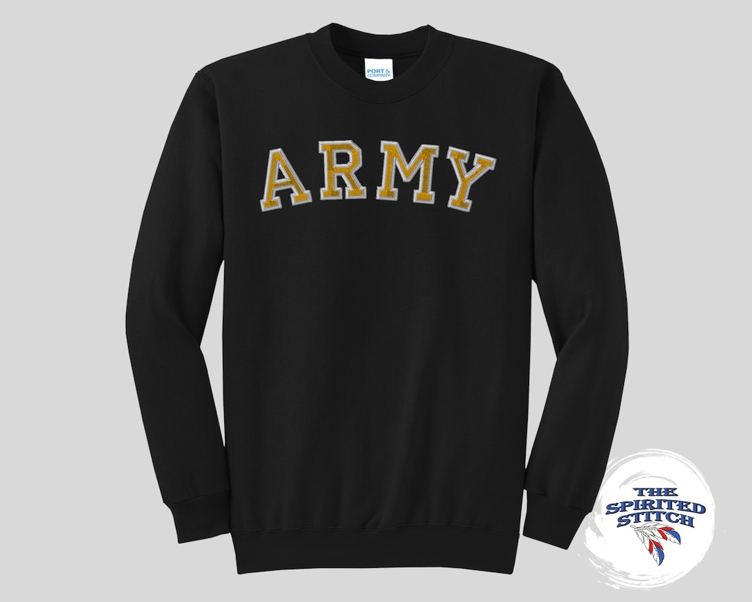 Vintage Style Curved Army Crew Neck Embroidered Sweatshirt - Etsy