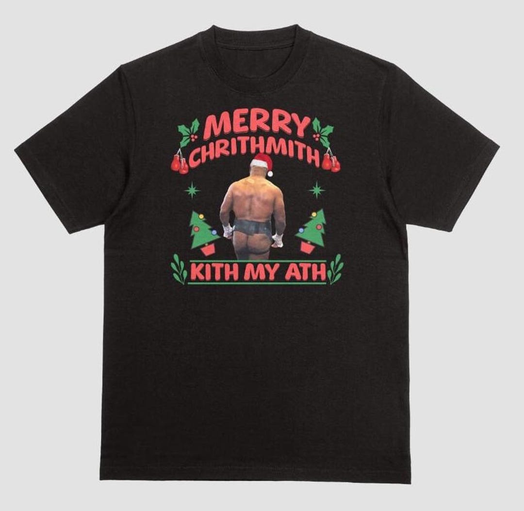 Mike Tyson Merry Christmas Kiss My Ath Black T Shirt - Etsy