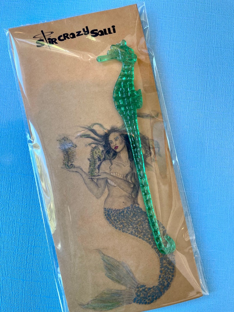 5 Seahorse Mermaid Stir Sticks Pack, Swizzle Sticks for Drinks, Alcohol ...
